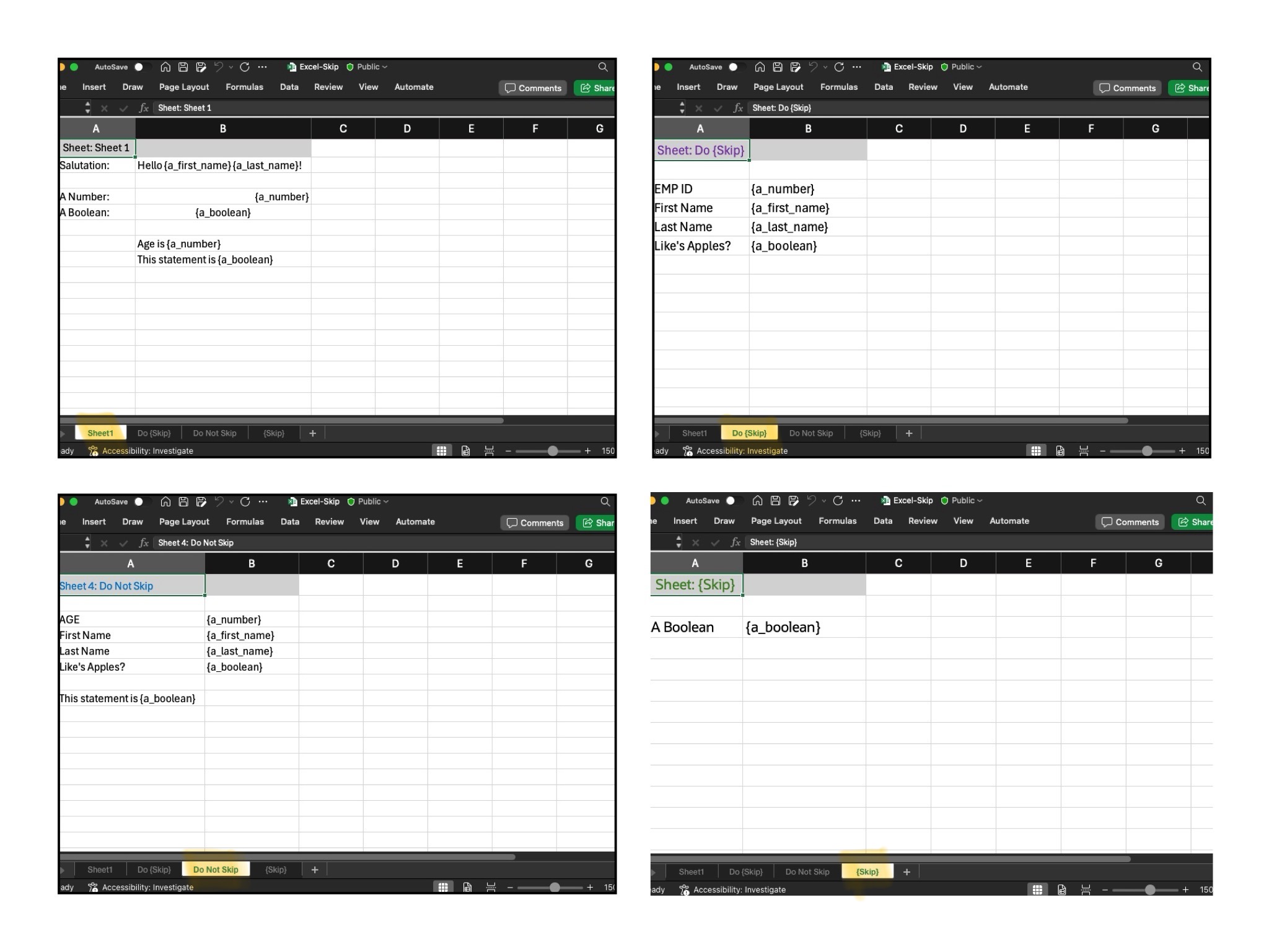 Document Generator MS Excel Tags