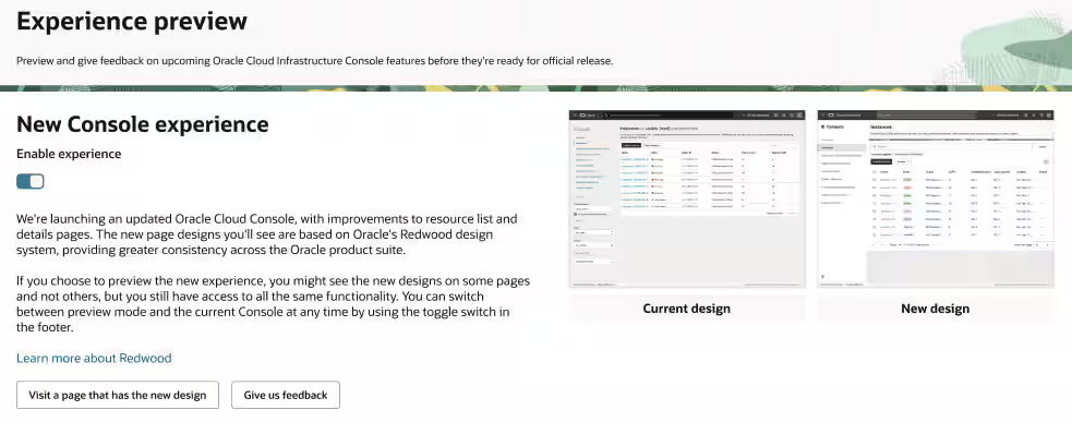 New Console Experience
