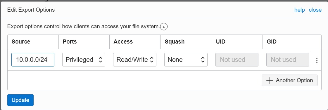 Working with NFS Export Options