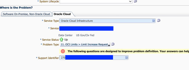 Requesting a Service Limit Increase for Oracle US Government Cloud and ...