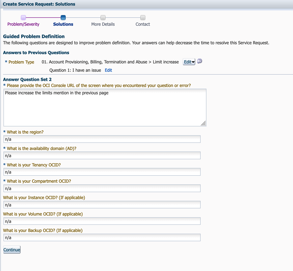 Requesting a Service Limit Increase for Oracle US Government Cloud and Oracle US Defense Cloud