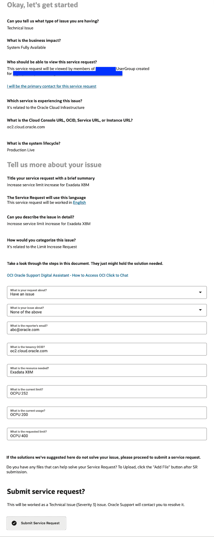 Requesting a Service Limit Increase for Oracle US Government Cloud and Oracle US Defense Cloud