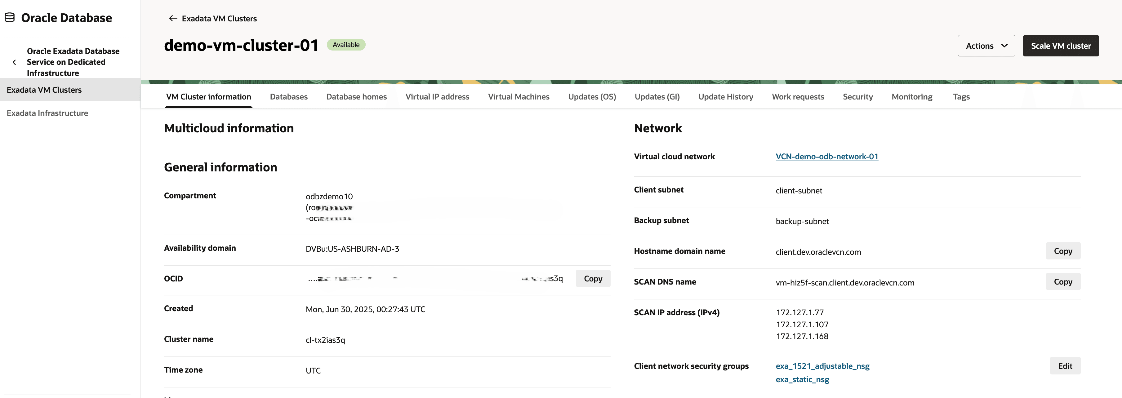 Exadata VM Cluster