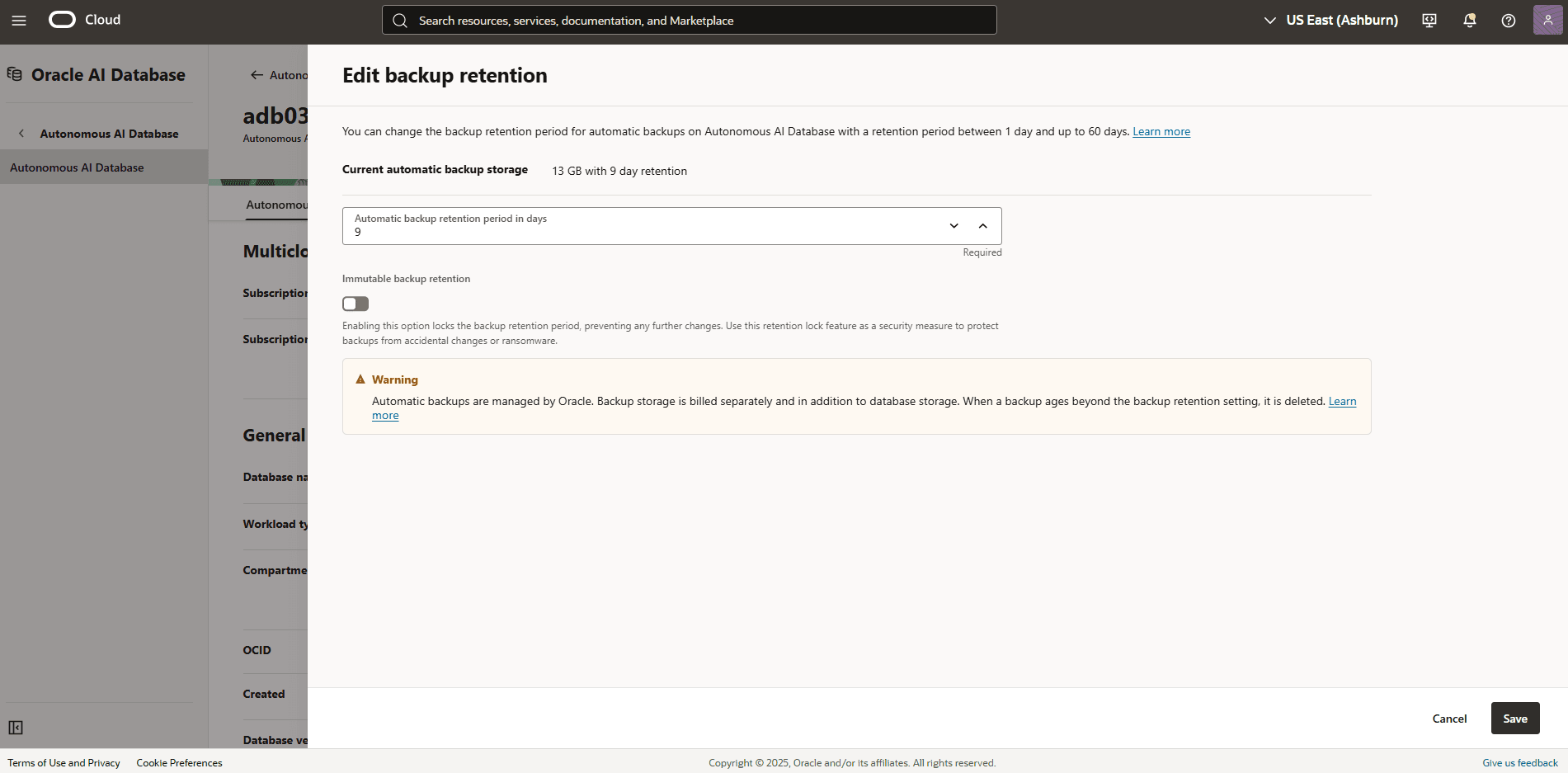 Backup Autonomous AI Database