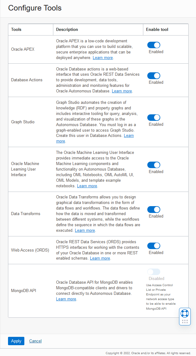 Manage Autonomous Database Built In Tools