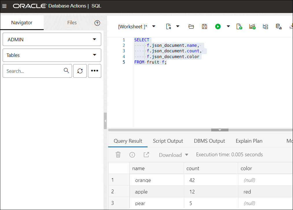 Using Oracle Database API for MongoDB