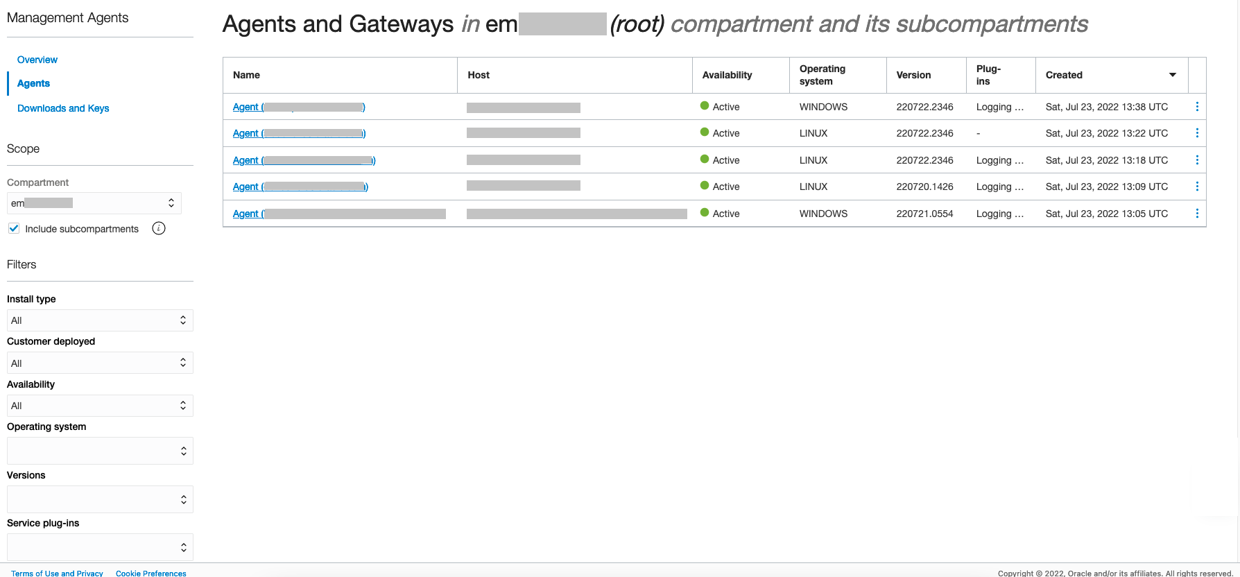Management Agents Administration Tasks