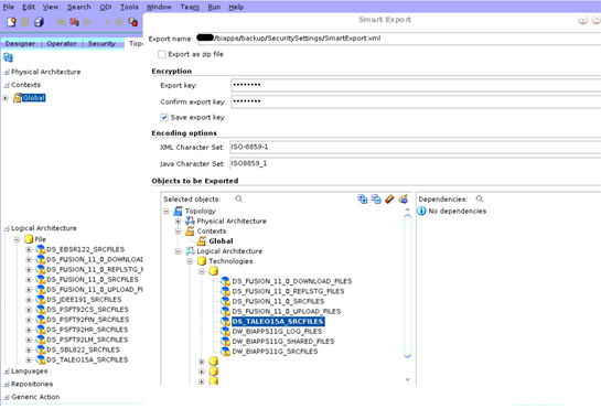Export Oracle Data Integrator Repository Content