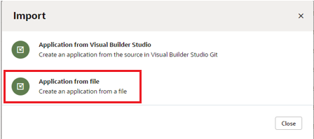 Importing the VBCS Application Template