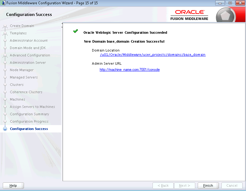 Using Fusion Middleware Configuration Wizard to Configure Oracle WebLogic Server 12.1.3
