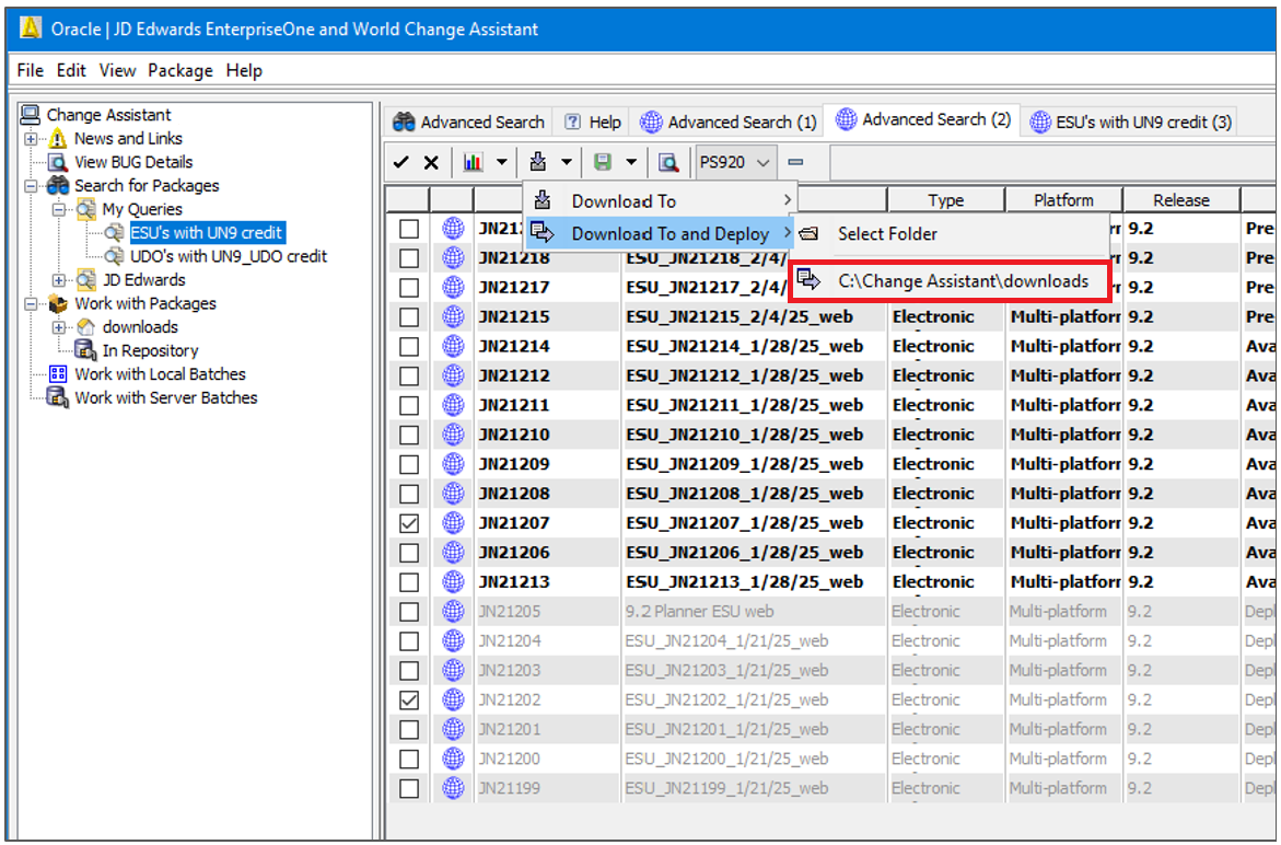 Deploying ESUs with Force Spec Merge Using Change Assistant and AIS