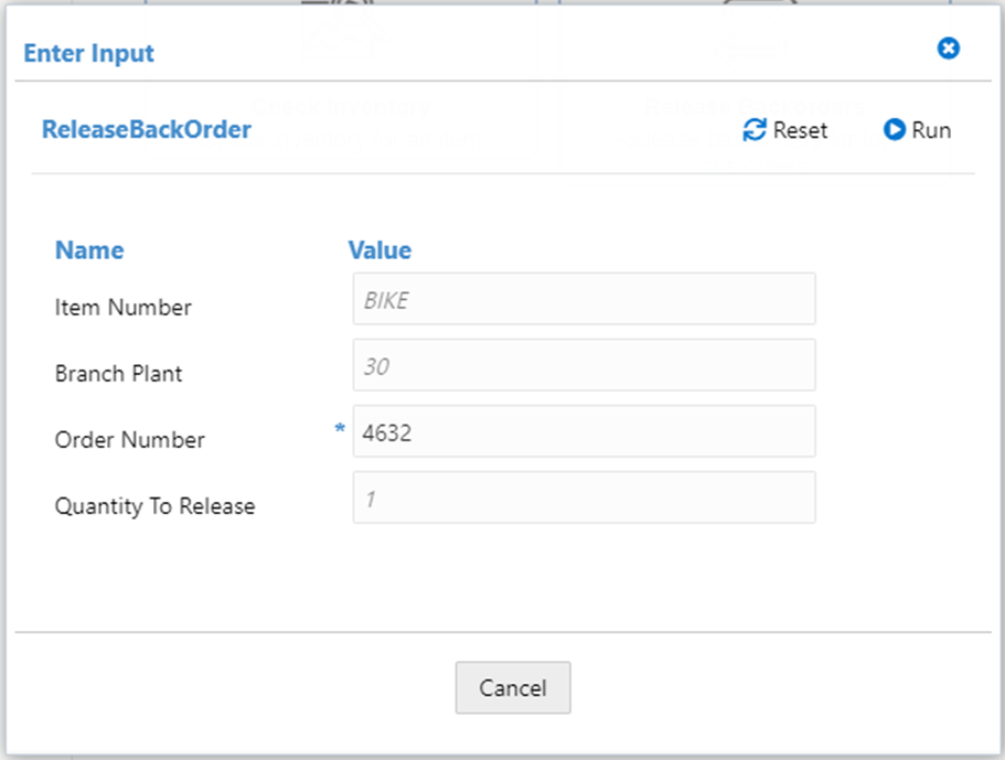 Run an Orchestration from a JD Edwards EnterpriseOne Composed EnterpriseOne Page