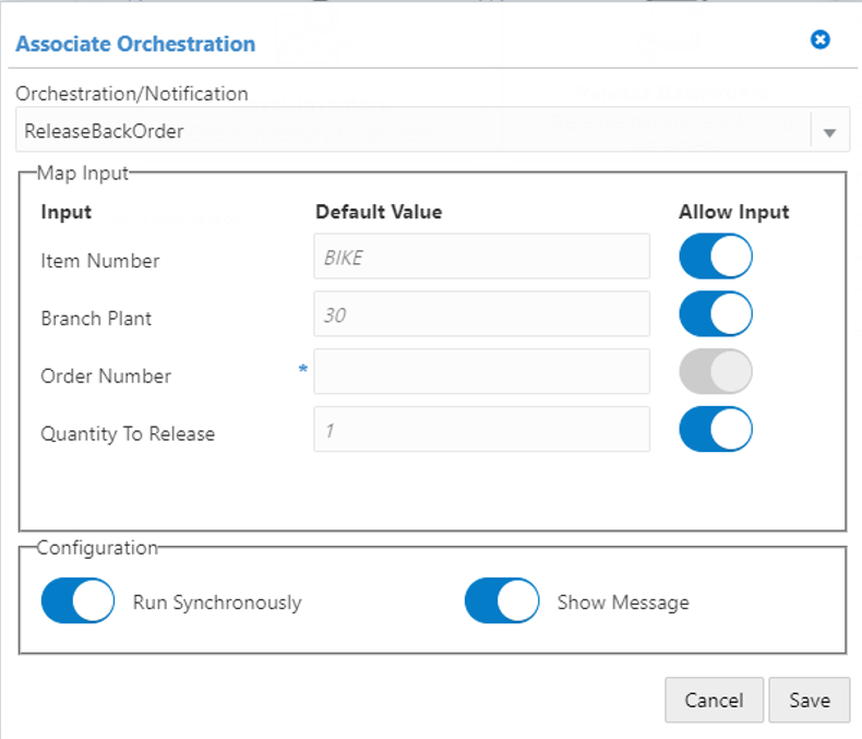Run an Orchestration from a JD Edwards EnterpriseOne Composed EnterpriseOne Page