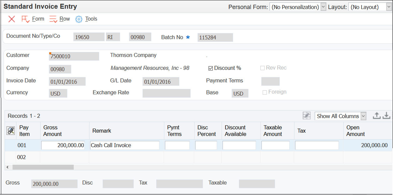 Reviewing the Cash Call Ledger