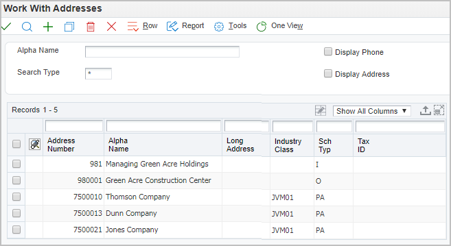 Setting Up Address Book Records for a Joint Venture