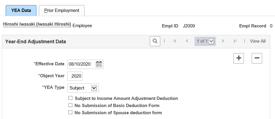 Entering Deduction Data for the Year-End Adjustment (YEA)