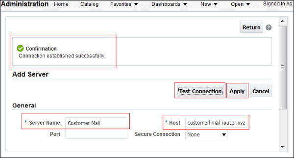 Configure an Email Server in Oracle Business Intelligence Publisher