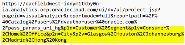 Pass Parameter Values in an Oracle Analytics URL Pass Parameter Values in an Oracle Analytics URL