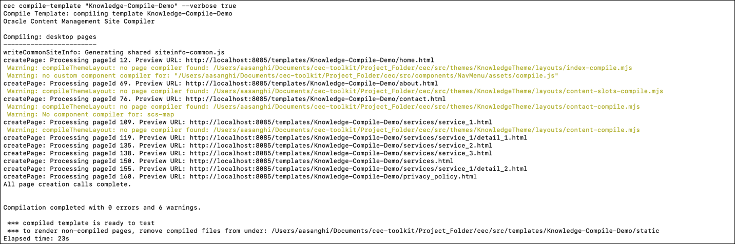 Site Compilation Example