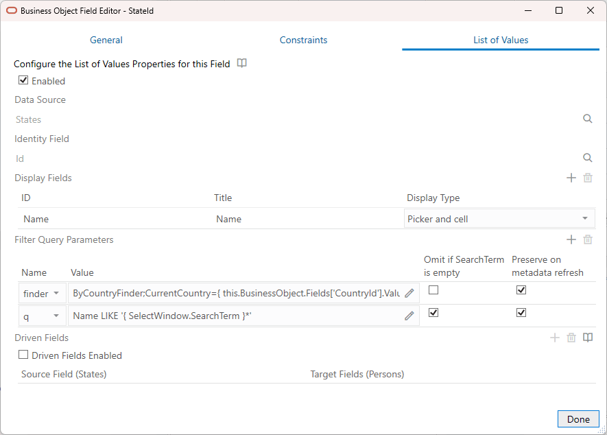 Configure a Filter for a List of Values