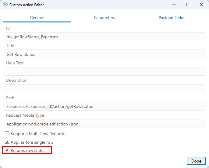 Row Status Custom Actions