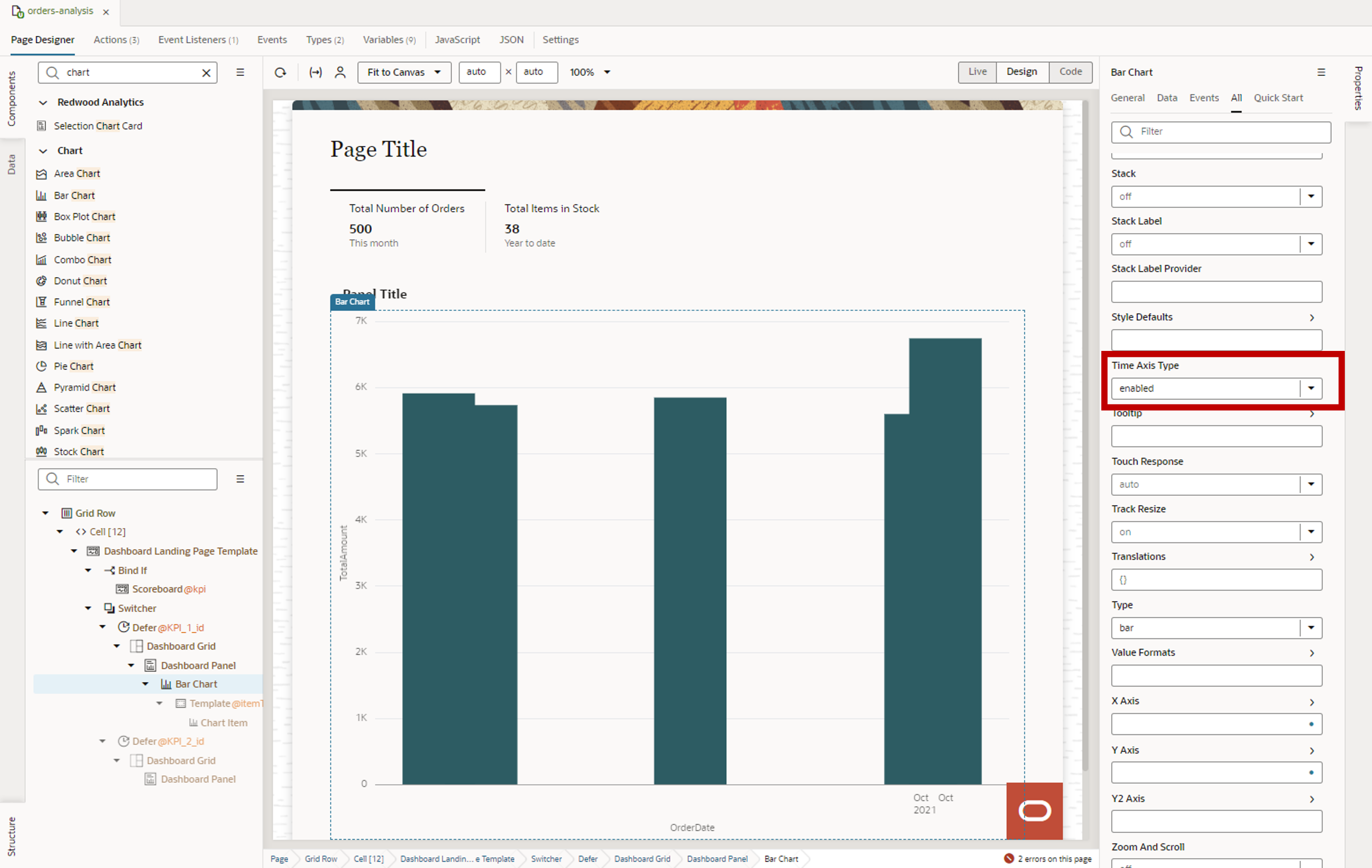 Add and Configure the Primary Chart for the First KPI_1 Dashboard Panel