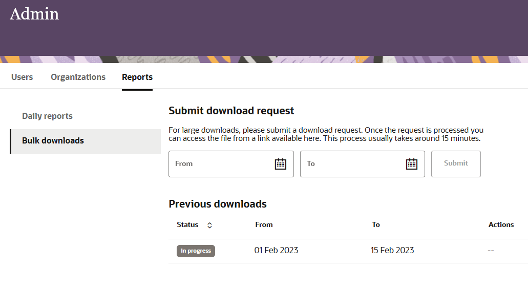User activity report