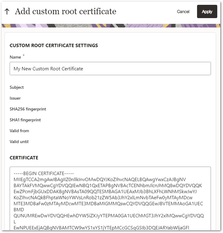 Add a Custom Root Certificate