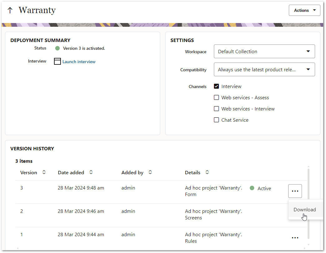 Download a Deployment Version