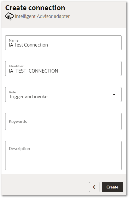 Create a Connection to Intelligent Advisor In Oracle Integration