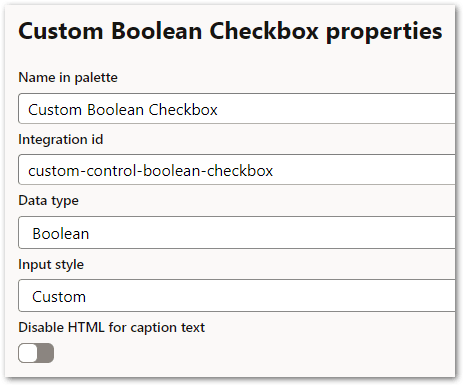 Example: Boolean Checkbox Custom Control