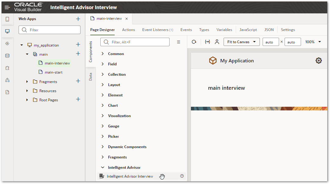Extend a Visual Builder Application with Intelligent Advisor Interviews