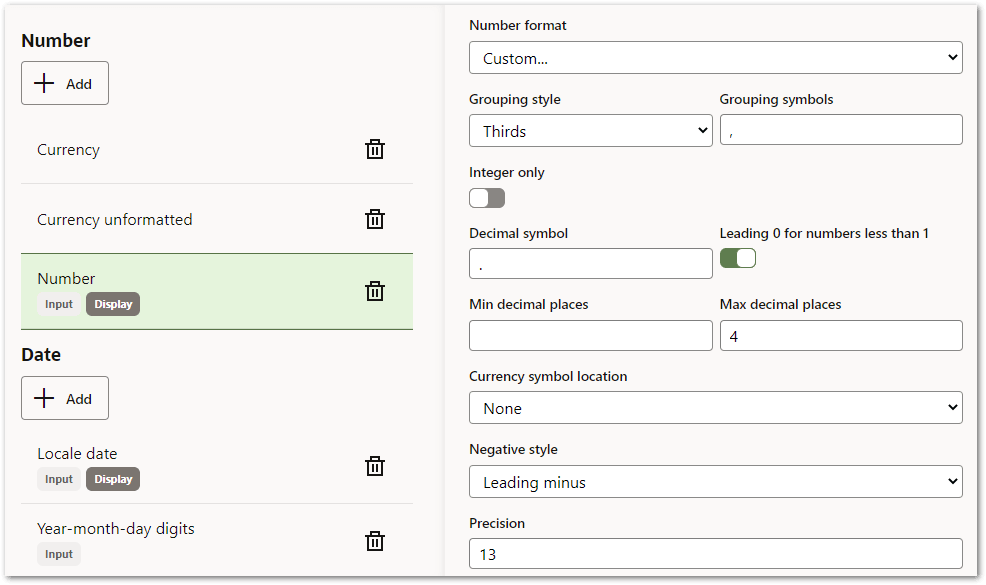 Add Or Edit a Number Or Date Formatter In a Flow Scheme