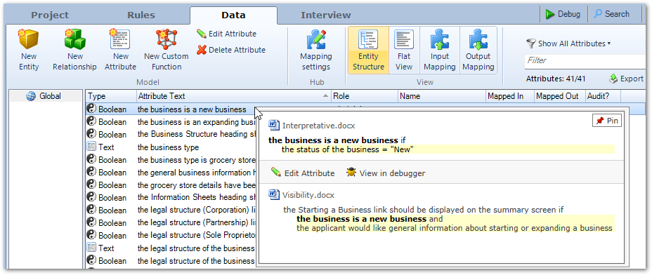 Find Where an Attribute Is Used In the Policy Model