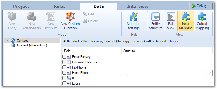Input Map Application Fields to Existing Attributes