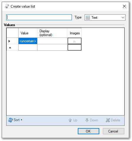 Define a New Value List On the Value Lists Subtab