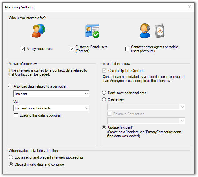 Discard Invalid Data When an Interview Loads