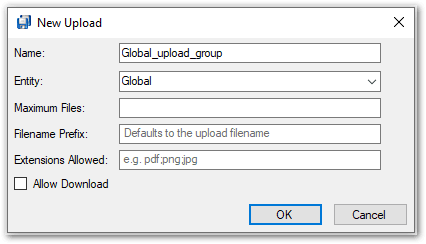 Create a New Upload Group and Upload Control