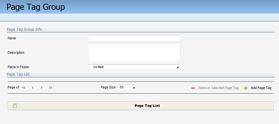 Creating page tag groups