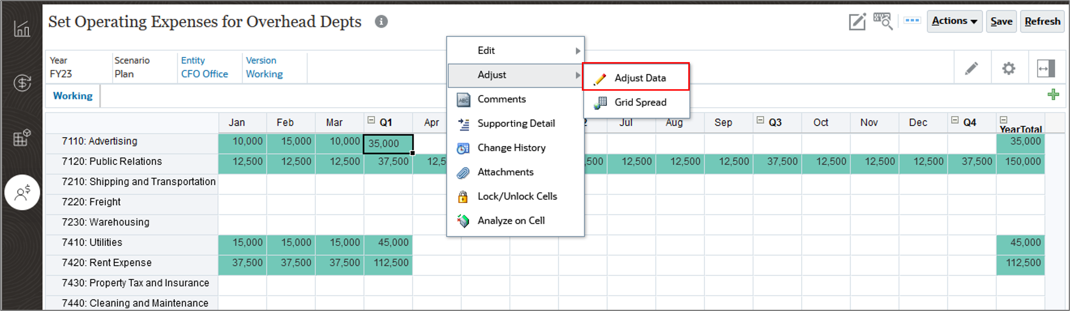 Adjusting Forecasts in Planning