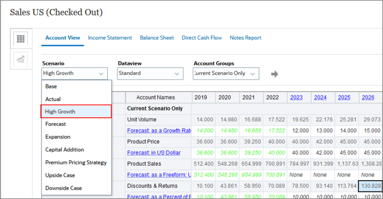 Creating scenarios with Strategic Modeling