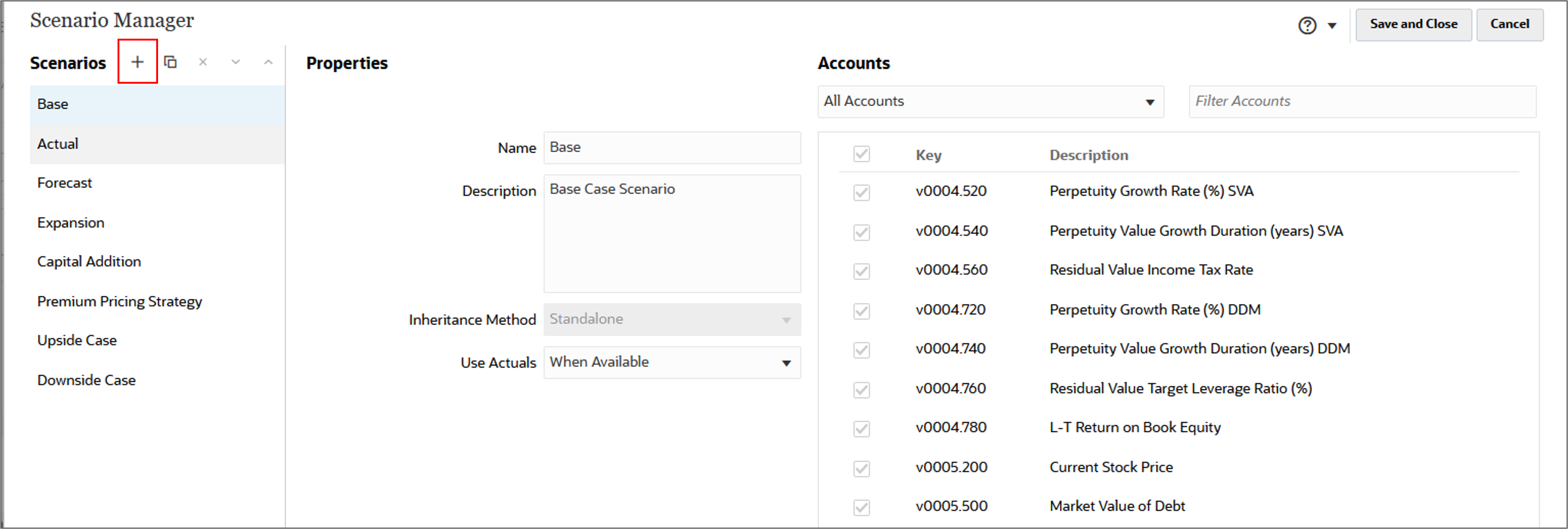 Creating scenarios with Strategic Modeling