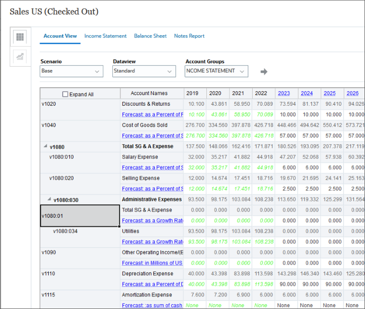 Managing subaccounts with Strategic Modeling