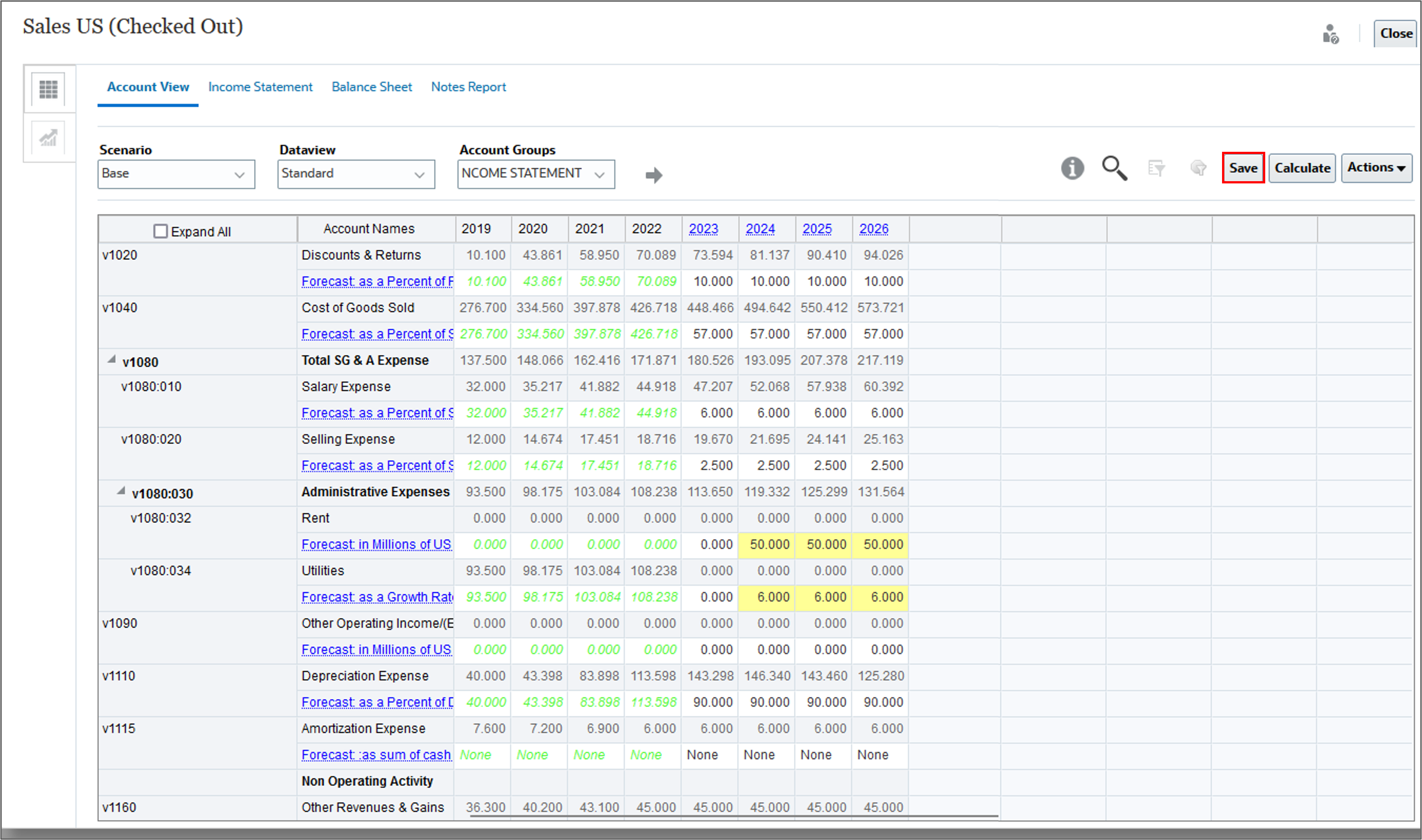 Managing subaccounts with Strategic Modeling