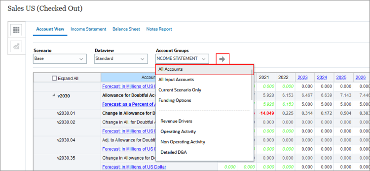 Managing subaccounts with Strategic Modeling
