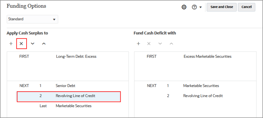 Setting up funding options in Strategic Modeling