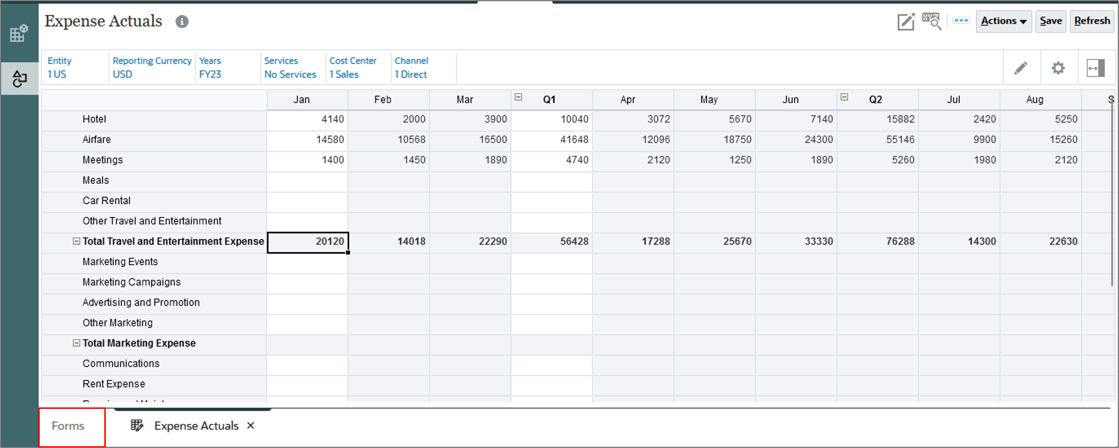 Calculating Actuals and Preparing Plans and Forecasts in Financials