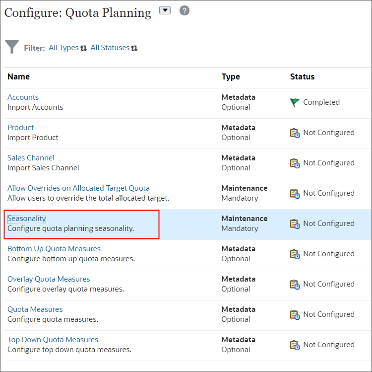 Configuring Quota Planning in Oracle Sales Planning