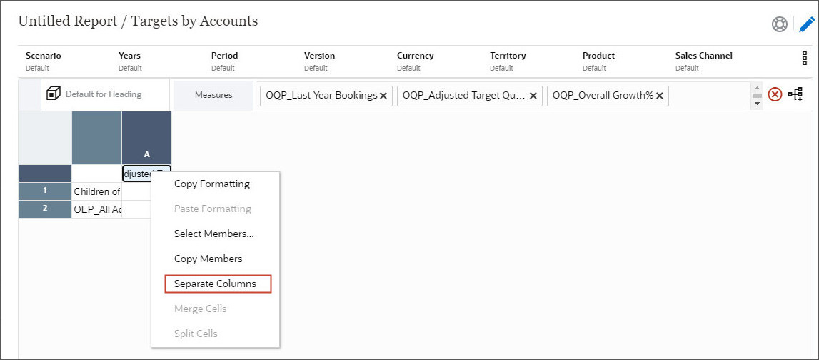 Reporting in Sales Planning