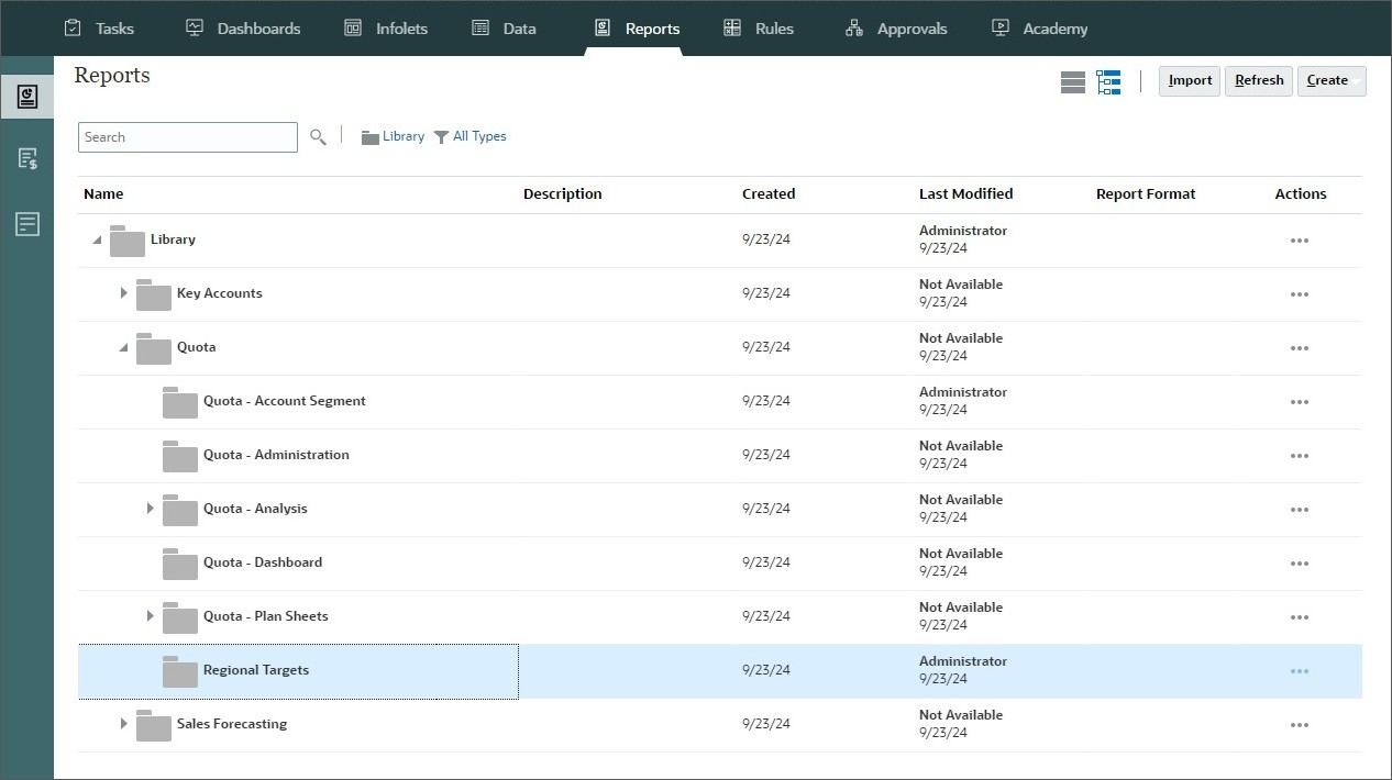 Reporting in Sales Planning